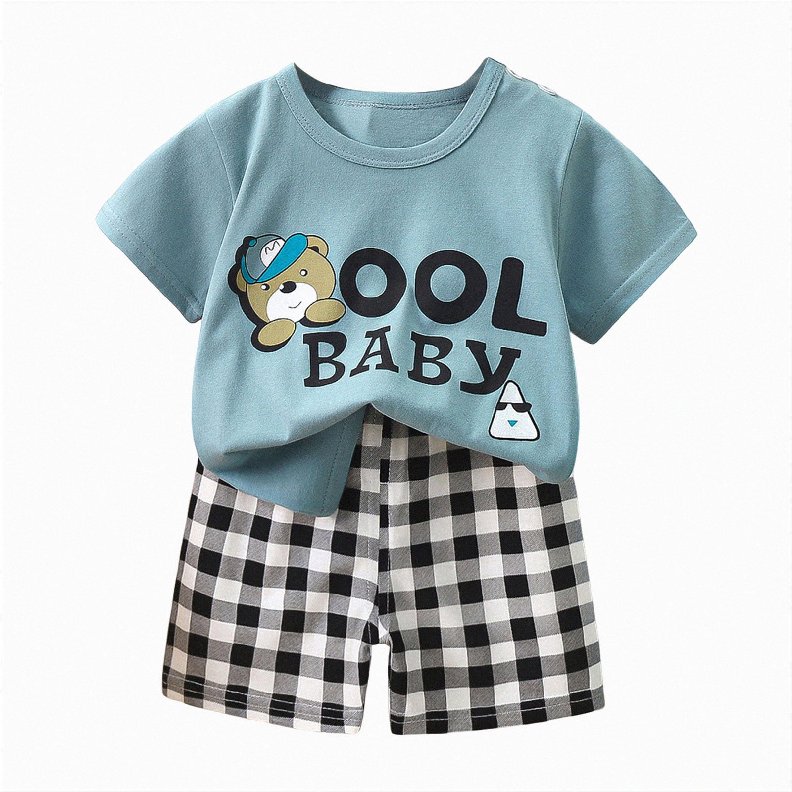 Baby Boy Summer Outfit Boys Casual Set Soft Cotton Short Sleeve Cartoon ...