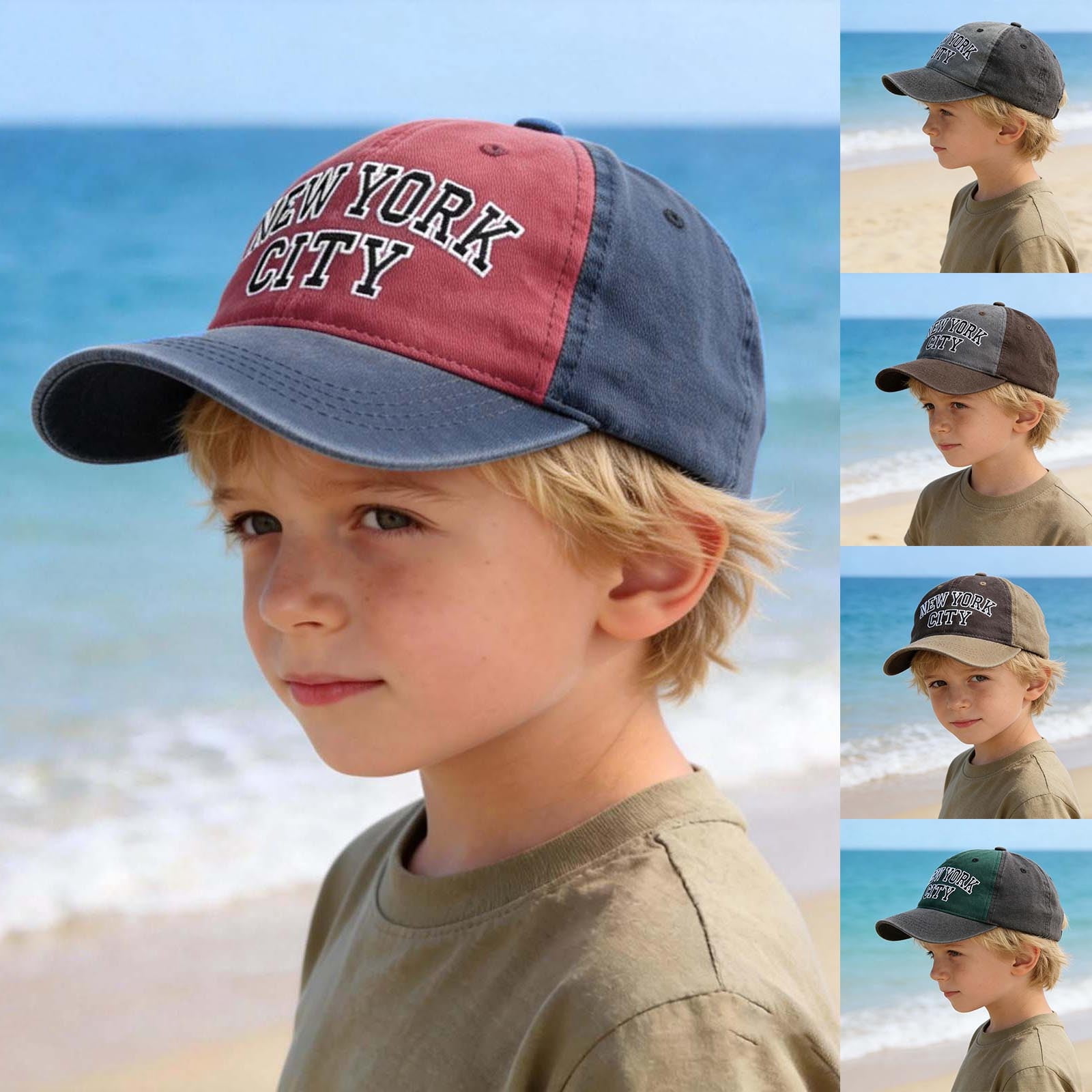 Baby Boy Sun Hat Kids Washed Letter Baseball Cap Adjustable Toddler ...