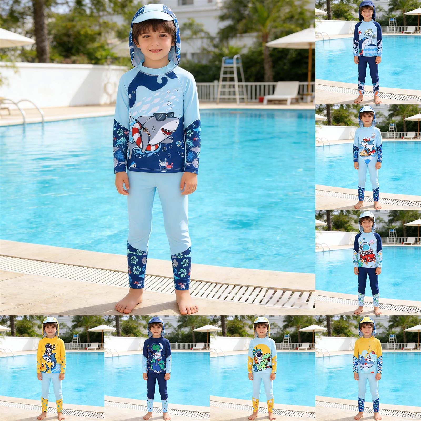 Baby Boy Swimsuit Boys Long Sleeve Rash Guard Swimsuit for Sun Surfing ...