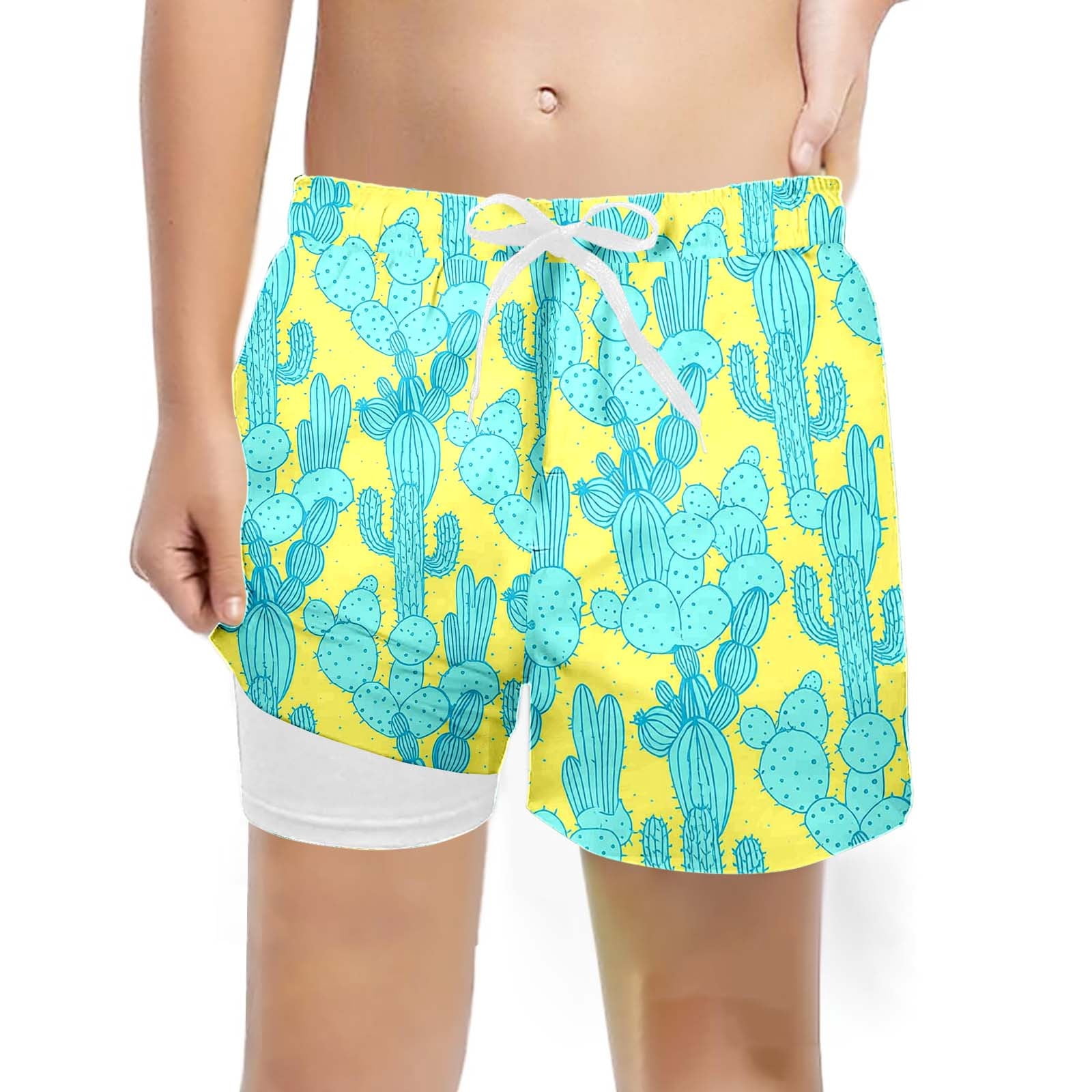 Baby Boy Swimsuit Cactus Print Drawstring Quick Dry Flat Angle Swim ...