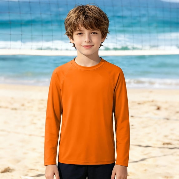Baby Boy Swimsuit Size 5-6Y Kids Solid Long Sleeve Raglan Sleeve Swim ...