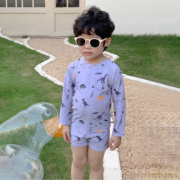 Baby Boy Swimsuit Toddler Boys Floral 2 Piece Rash Guard Swimsuit Set ...