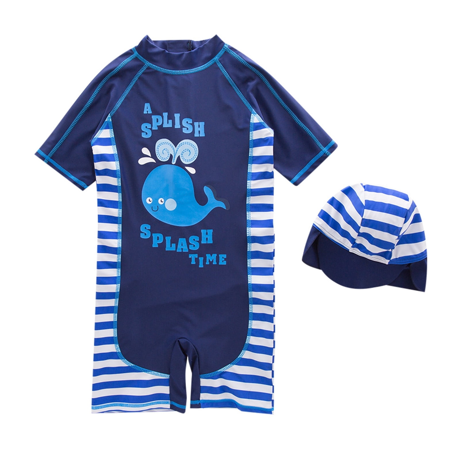 Baby Boy Swimsuits UPF 50+ Sun Protection 1Piece Short Sleeve Cartoon ...