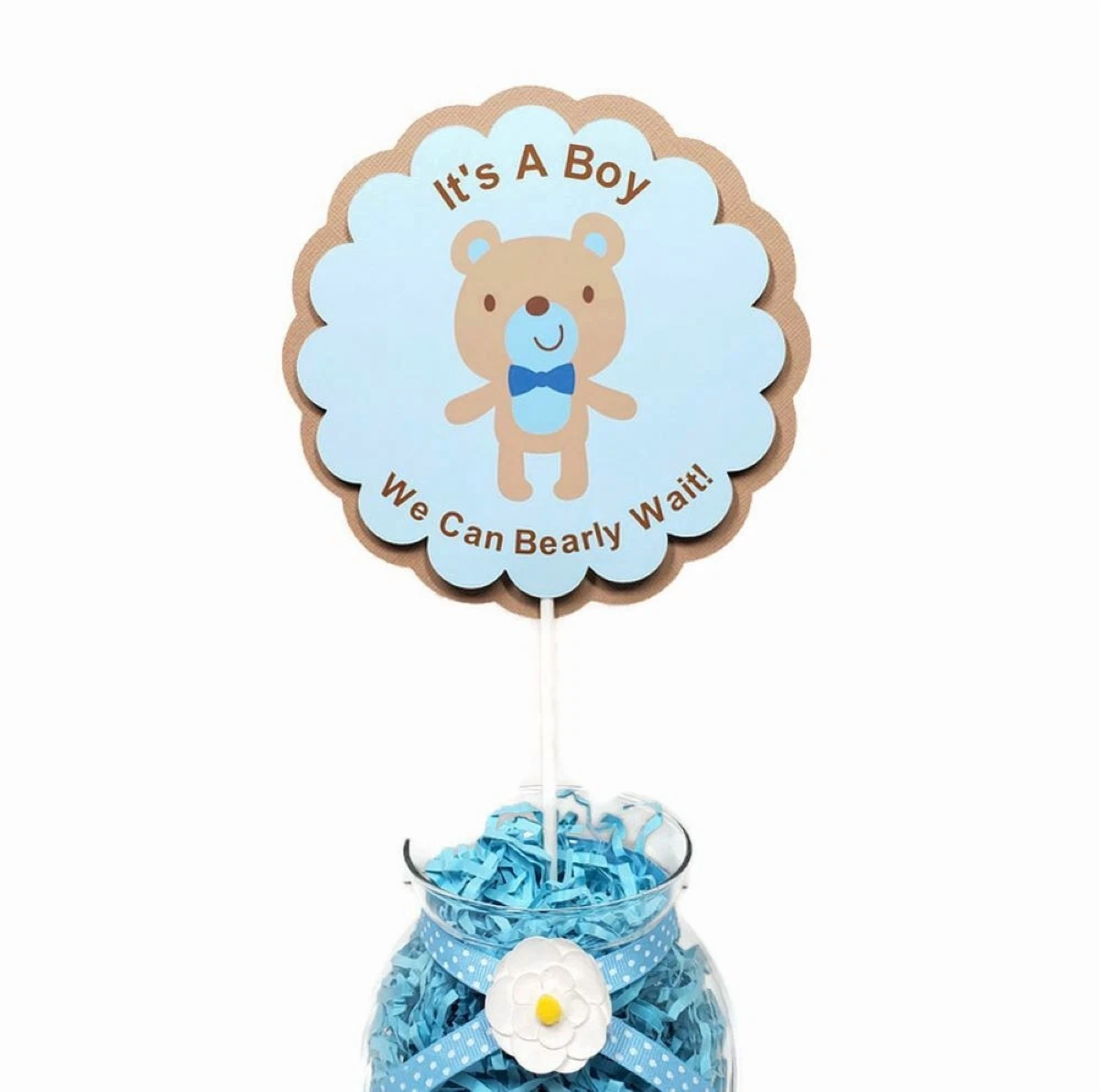 Baby Boy Teddy Bear Cake Topper Blue Tan It'S A Boy Baby Shower ...