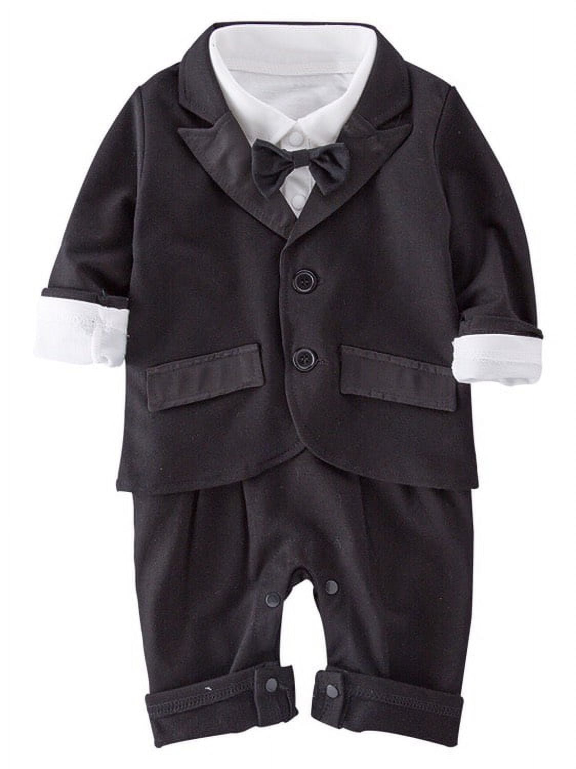 Baby Boy Tuxedo Romper and Jacket 2-pc Cropped Trousers Formal Wear ...