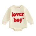 Baby Boy Valentines Day Outfit 3M 6M 12M 18M Sweatshirt Romper Long Sleeve Bubble Onesie Newborn ...