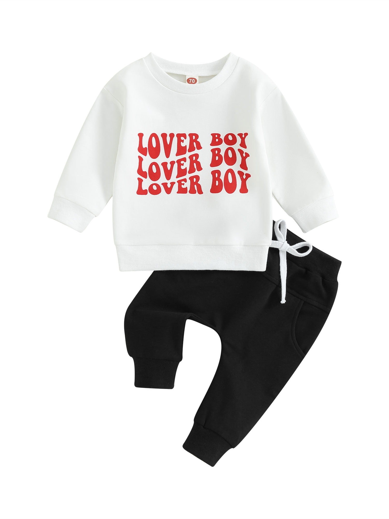 Baby Boy Valentines Day Outfits Long Sleeve Lover Boy Sweatshirts Pants Set Toddler Infant ...