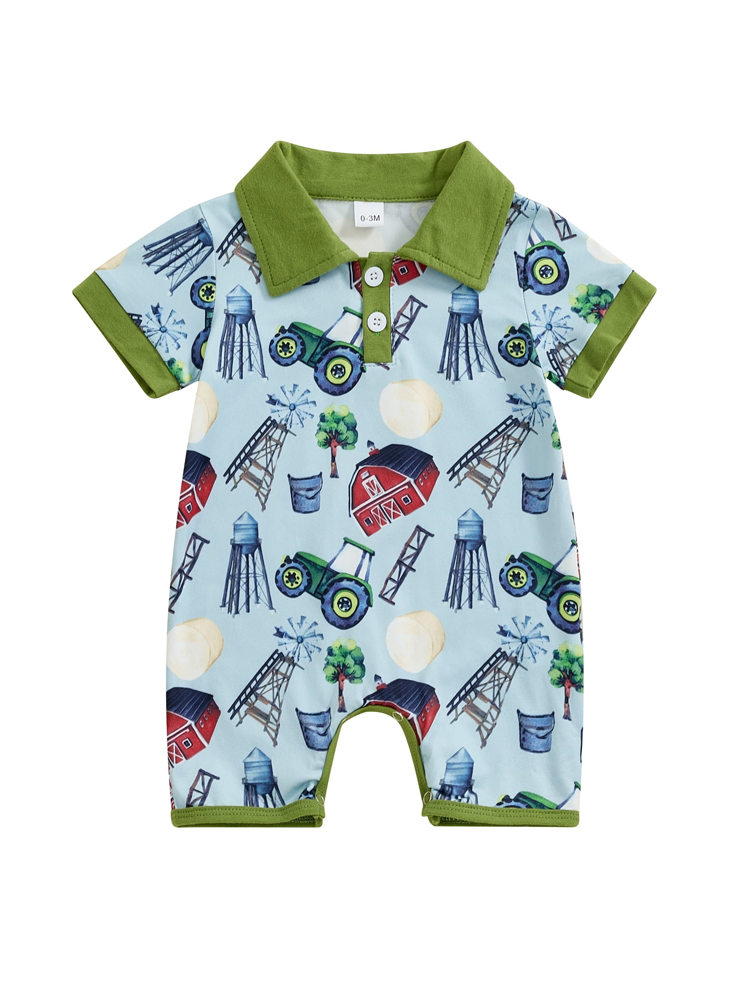Baby Boy Western Outfits Tractors Horse Cow Print Cowboy Polo Romper ...