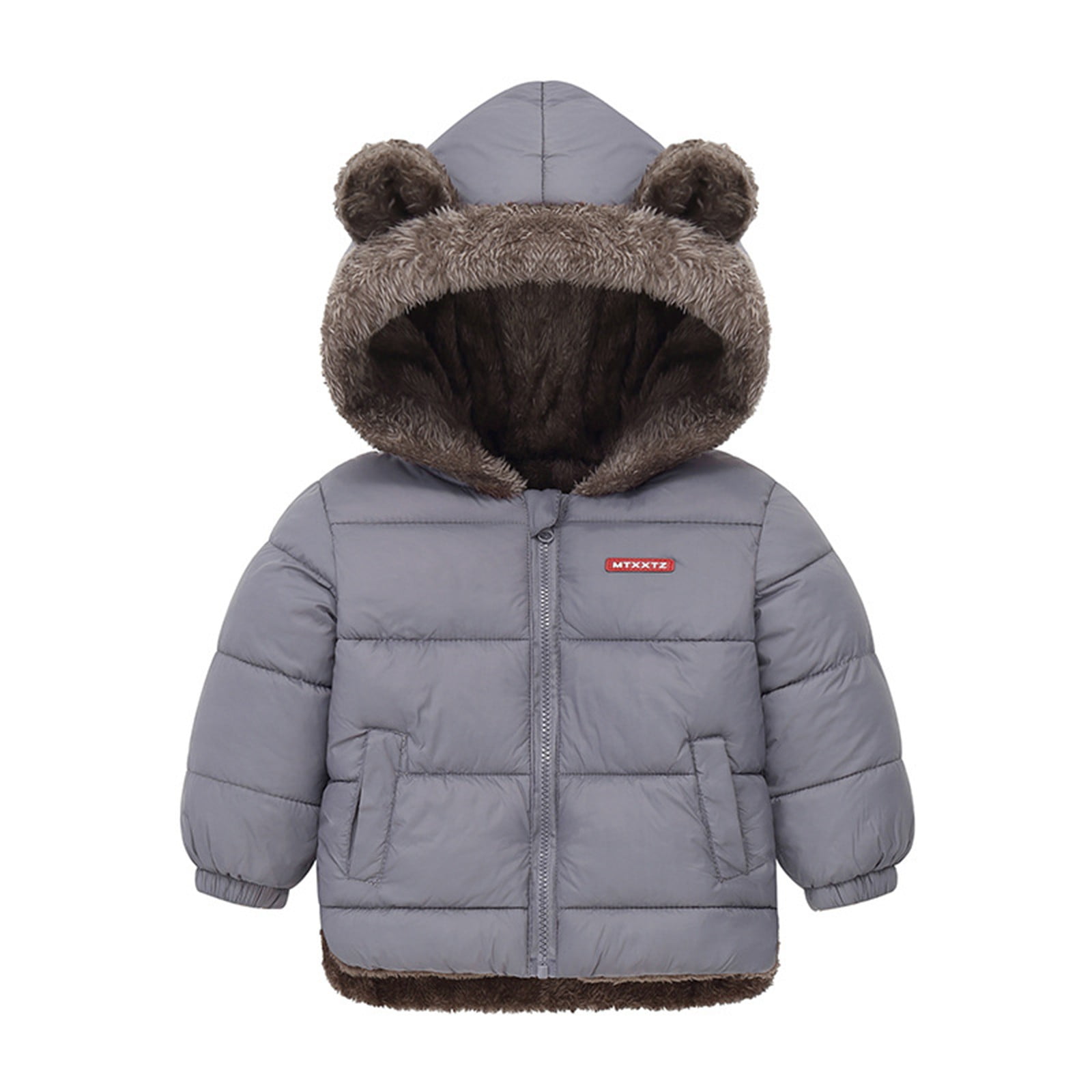 Baby Boy Winter 𝐅𝐥eece Coat Toddler Puffer Jacket Bear Ears Hooded ...