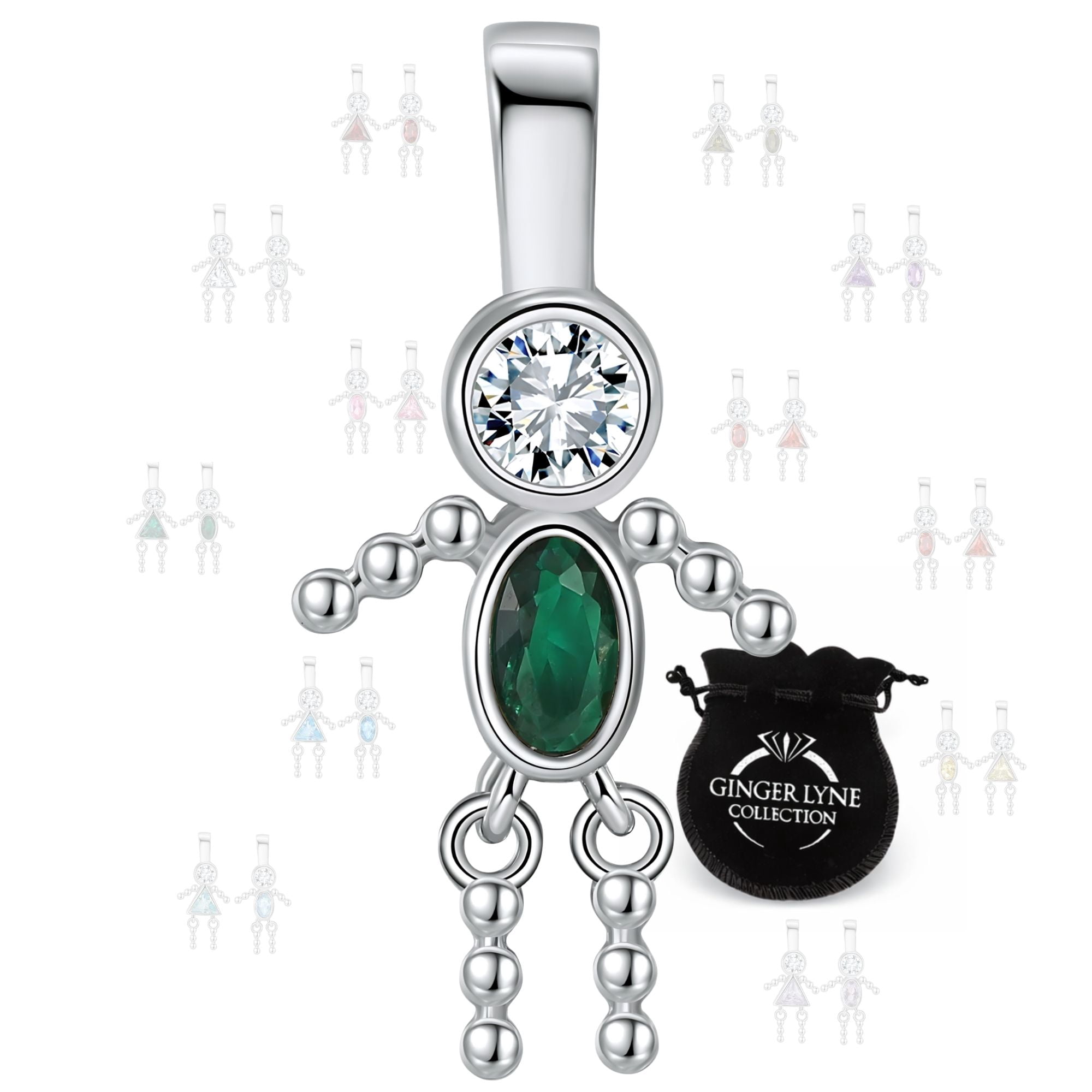 Baby Boy Birthstone Charm Children Pendants for Mom or Grandma Necklace ...
