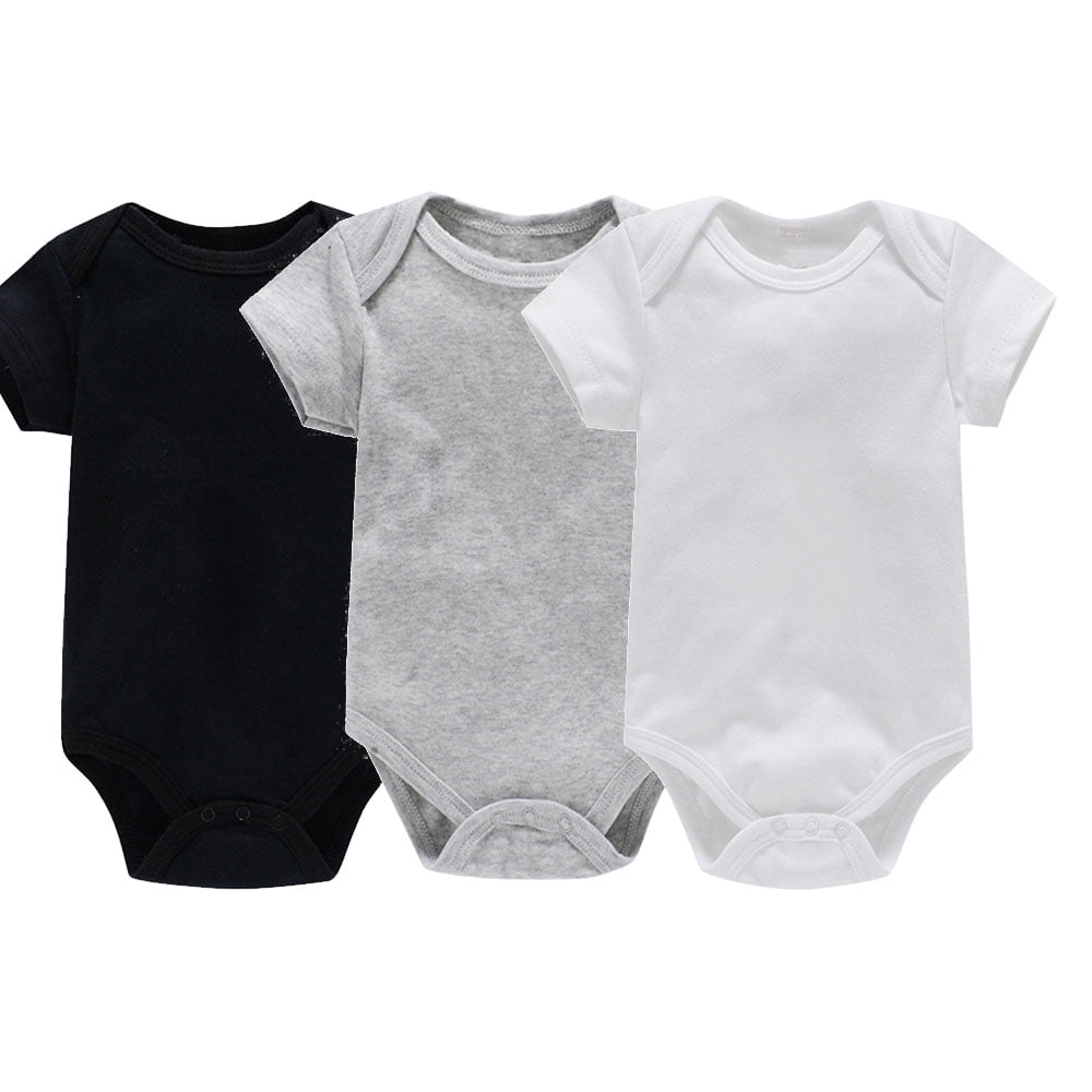 Baby Boy or Girl Gender Neutral Bodysuits Variety Short Sleeve , 3-Pack ...