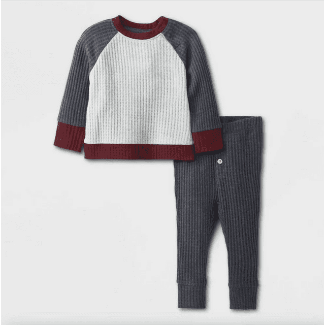 Baby Boys' 2pc Cozy Waffle Top & Bottom Set - Cat & Jack™ Gray 18M ...