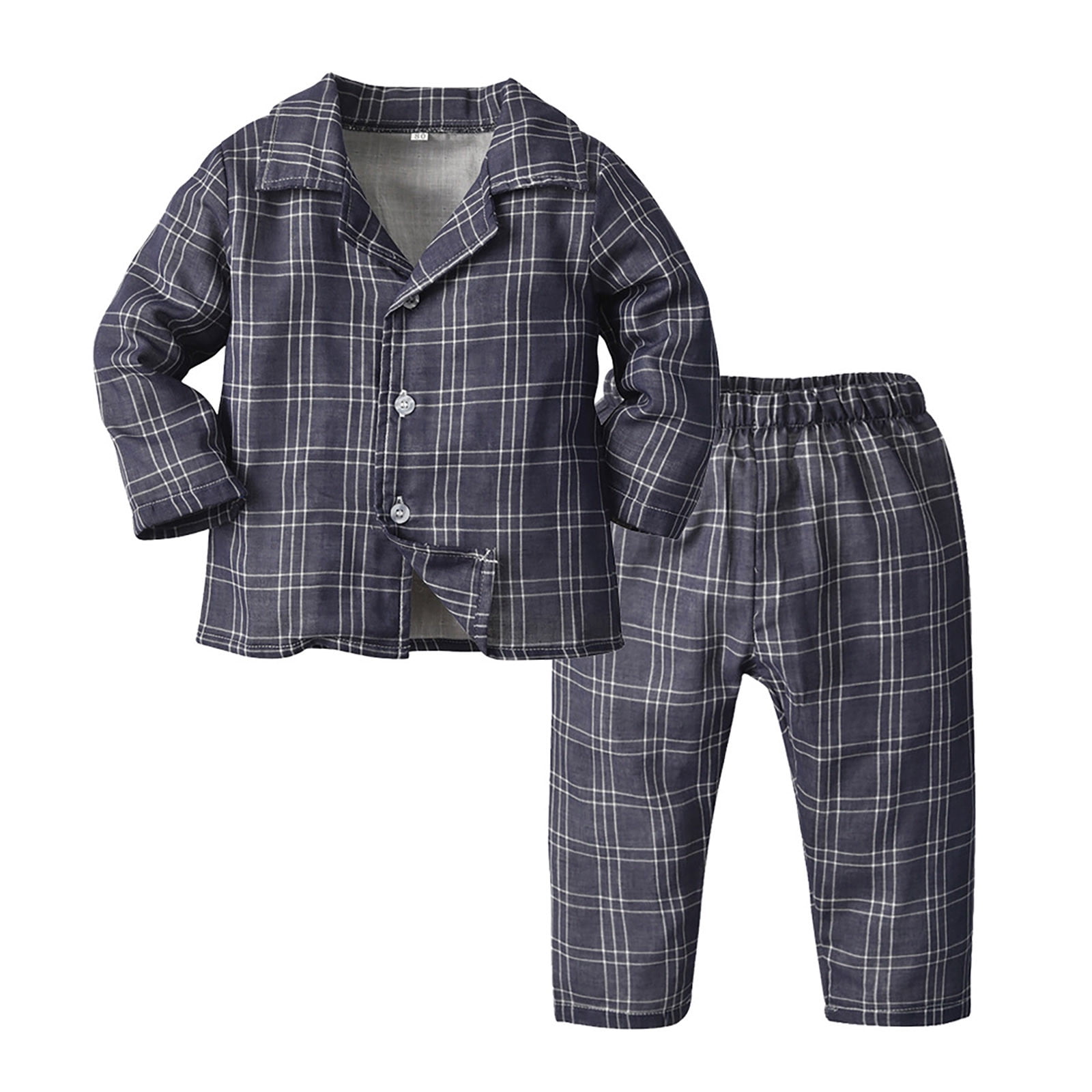 Baby Boys Buffalo Plaid Pajamas Sets Button Down Pajamas Cotton Plaid ...