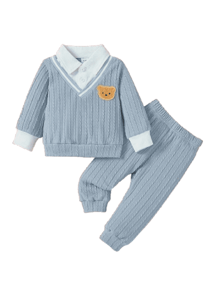Baby Boys Cable-Knit Clothes Patchwork Sweater & Matching Pants Set ...