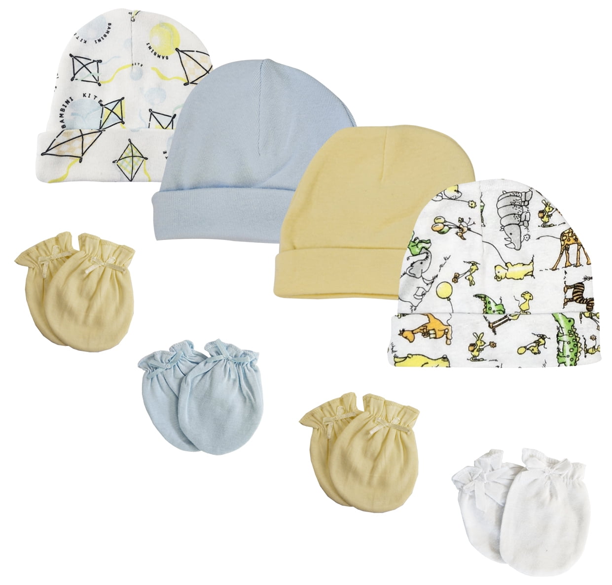 Baby Boys Skull Caps and Mitten Set (8 Count) - Walmart.com