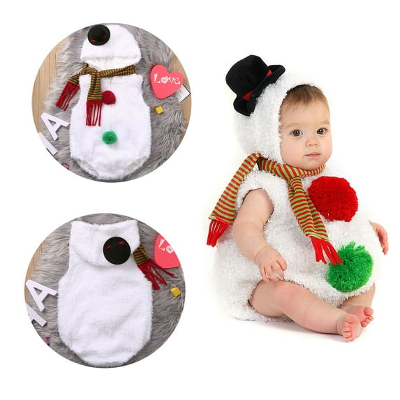 Baby Boys Christmas Snowman Outfit Winter Fleece Cute Snowman Jumpsuits ...