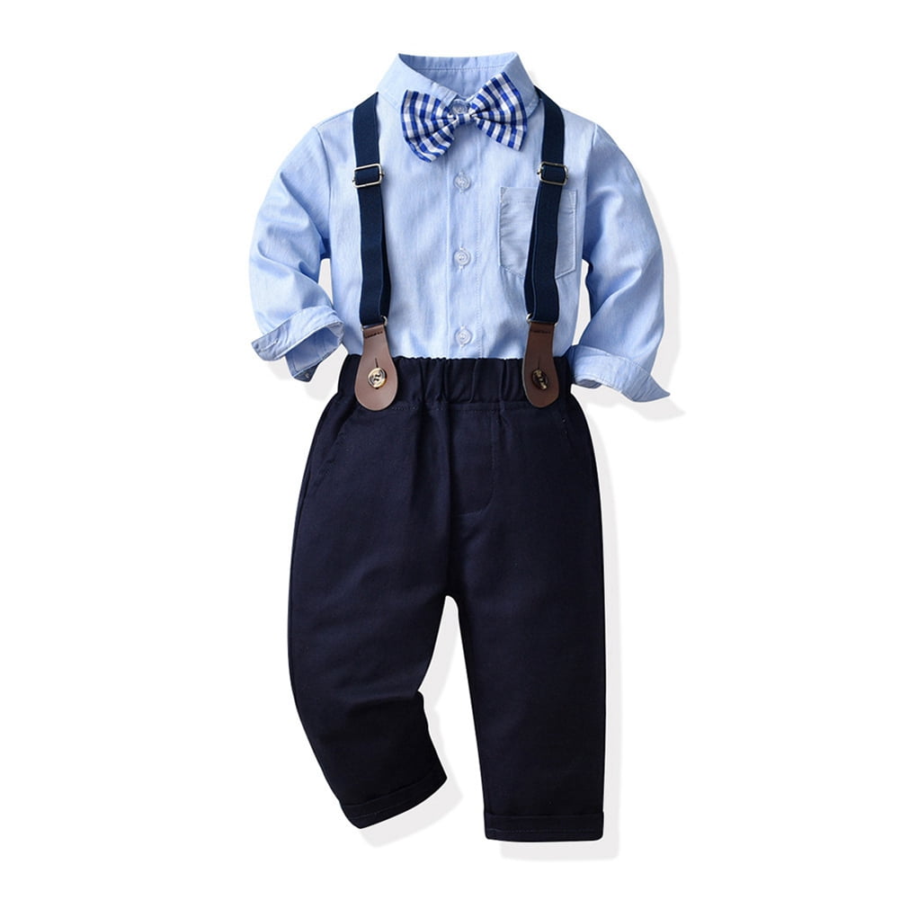 Baby Boys Clothes Suits Toddler Kids Long Sleeve Dress Shirt with ...