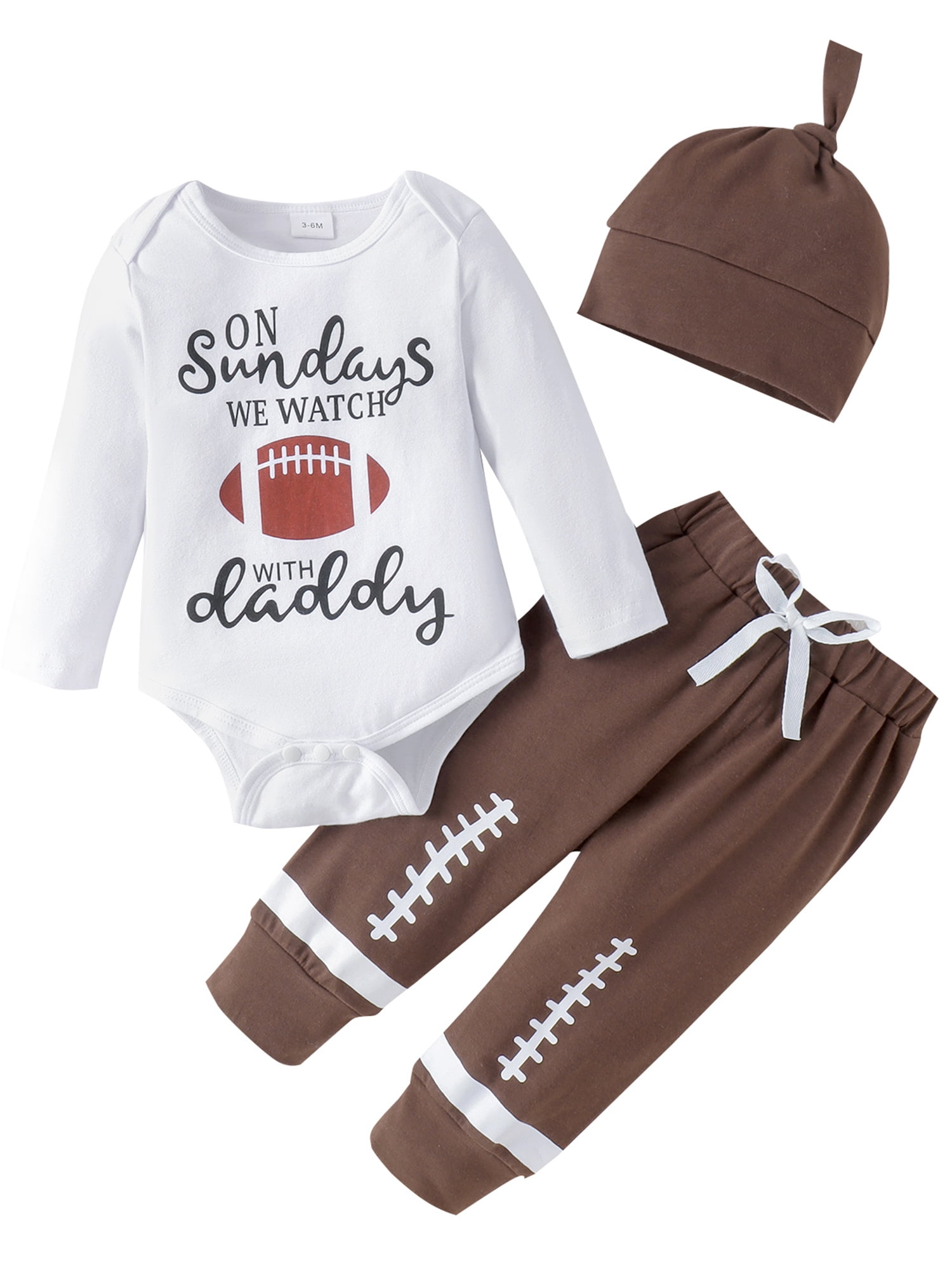 Baby Boys Fall Outfits Letter Rugby Print Rompers Pants Hat Set - Walmart.com