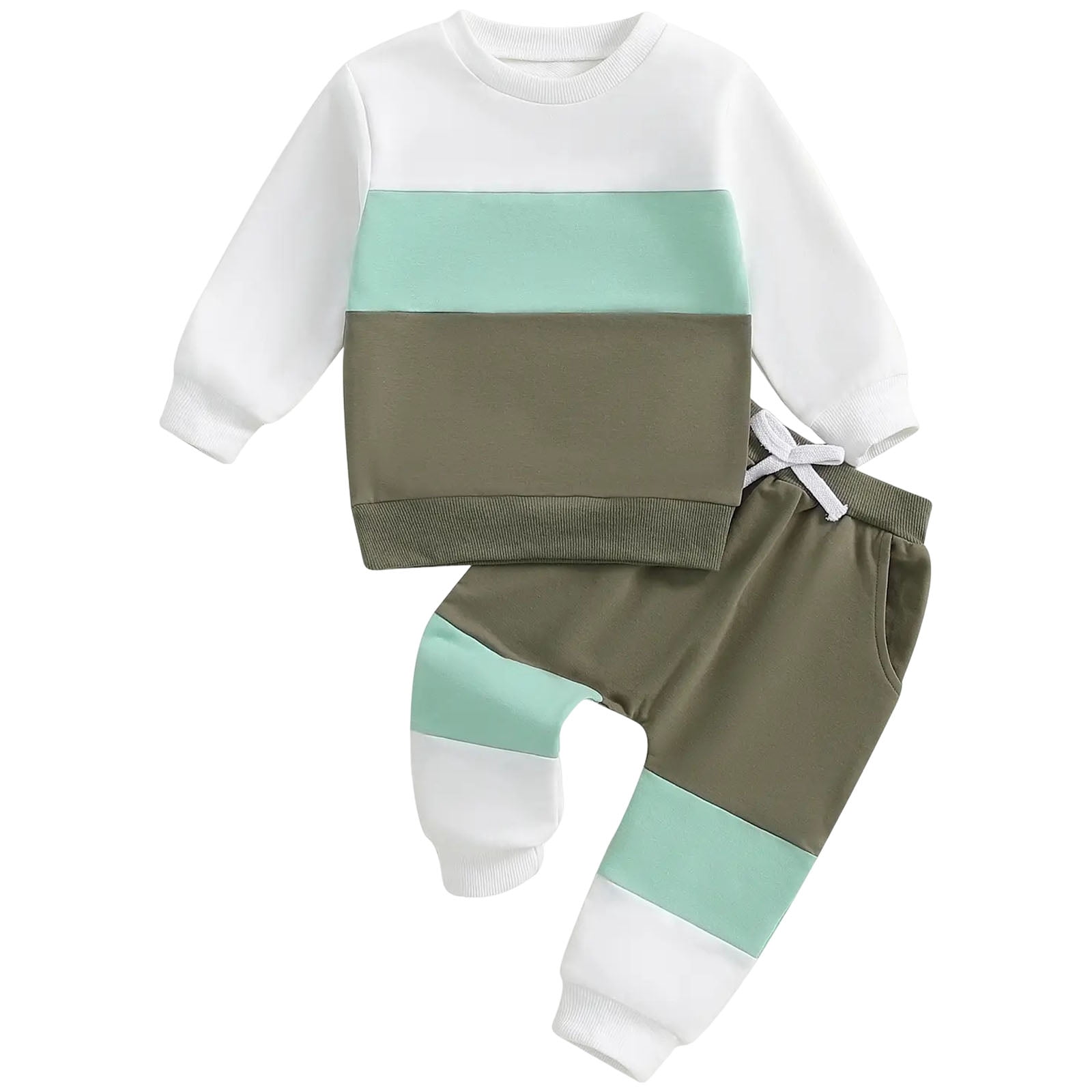 Baby Boys Fall Outfits Long Sleeve Sweatshirt Elastic Pants Suit ...