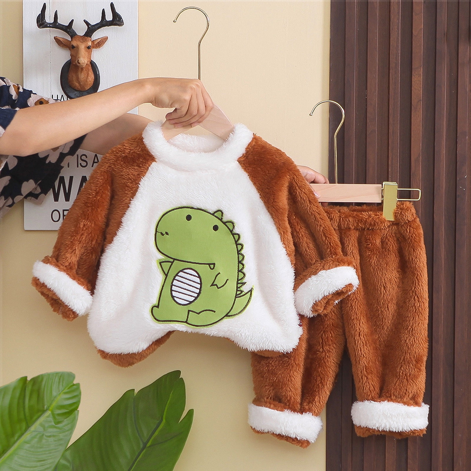 Baby Boys Pajama Sets Dinosaur Pajamas Fuzzy Pajamas for Boys Warm Boys ...