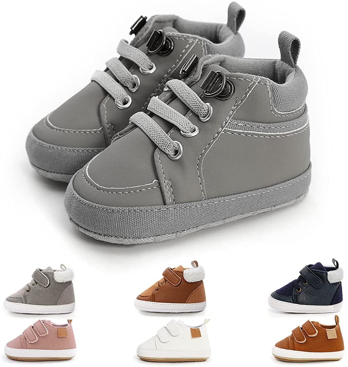 Baby Boys Girl Lace Up Leather Sneakers Soft Rubber Sole Infant Moccasins Newborn Oxford Loafers ...