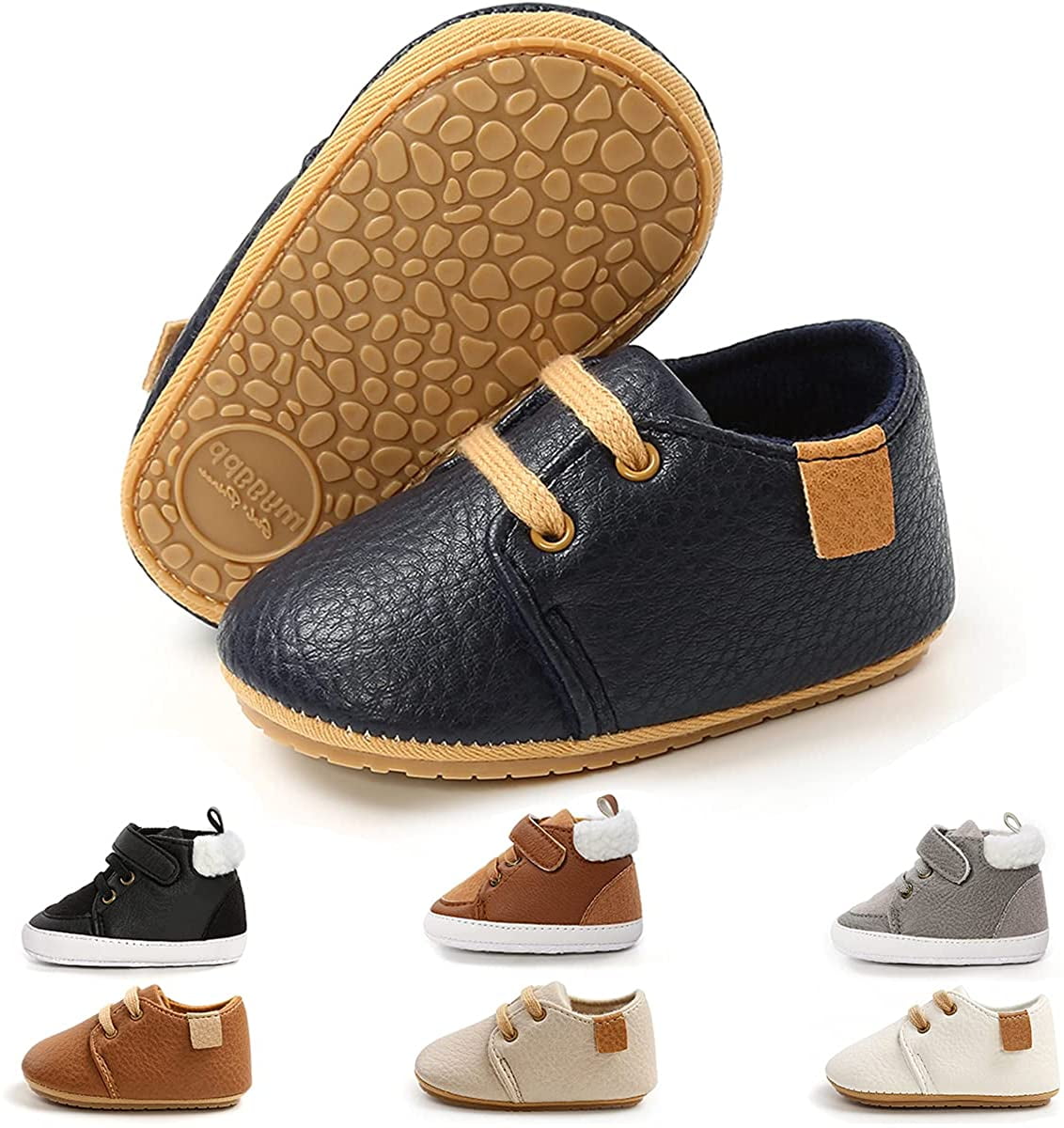 Baby Boys Girl Lace Up Leather Sneakers Soft Rubber Sole Infant Moccasins Newborn Oxford Loafers ...