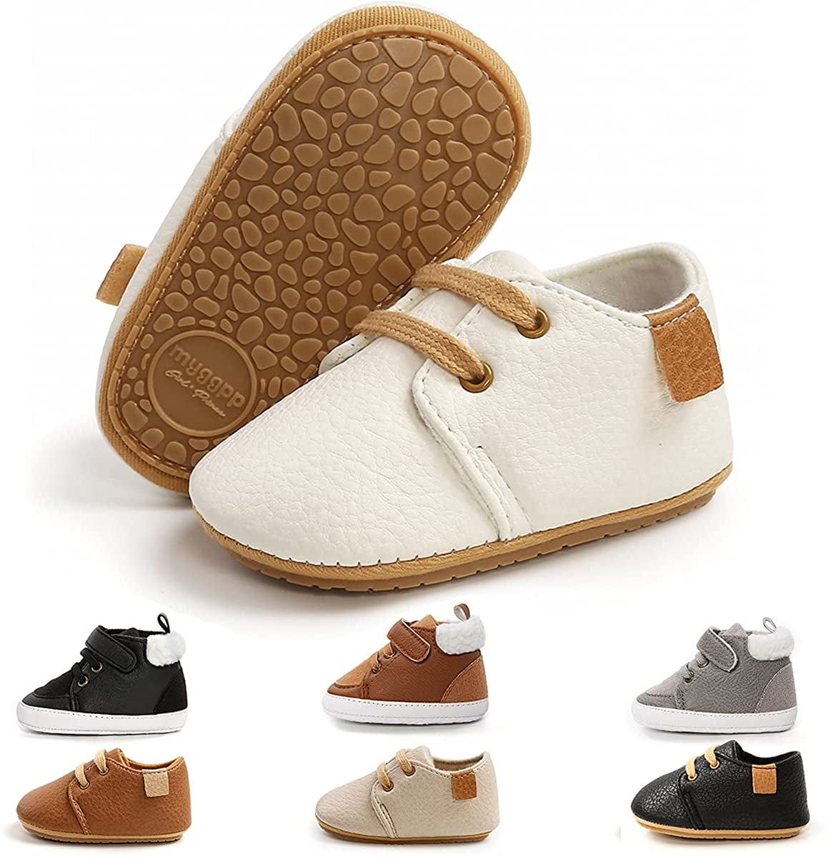Baby Boys Girl Lace Up Leather Sneakers Soft Rubber Sole Infant Moccasins Newborn Oxford Loafers ...