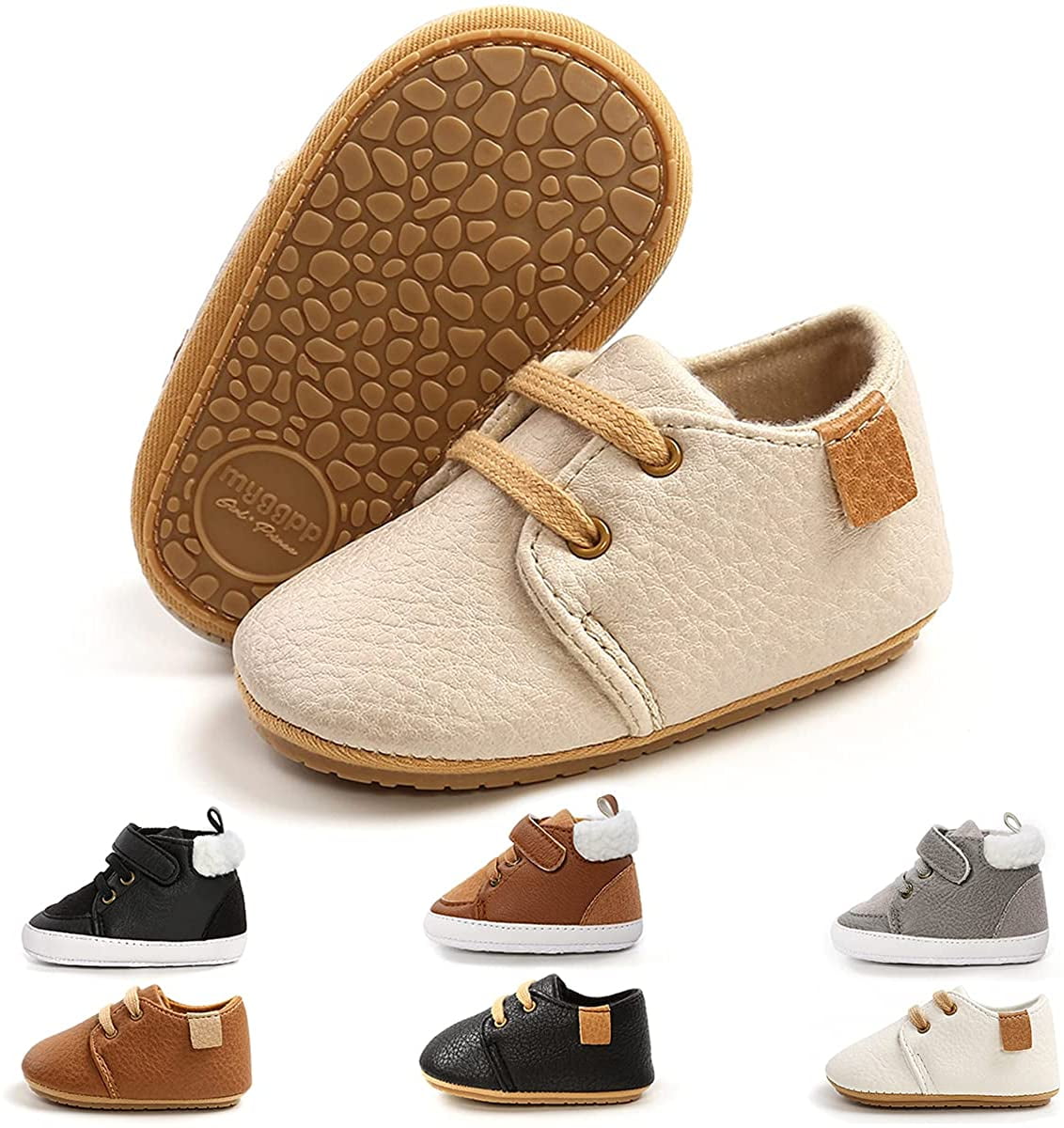 Baby Boys Girl Lace Up Leather Sneakers Soft Rubber Sole Infant Moccasins Newborn Oxford Loafers ...