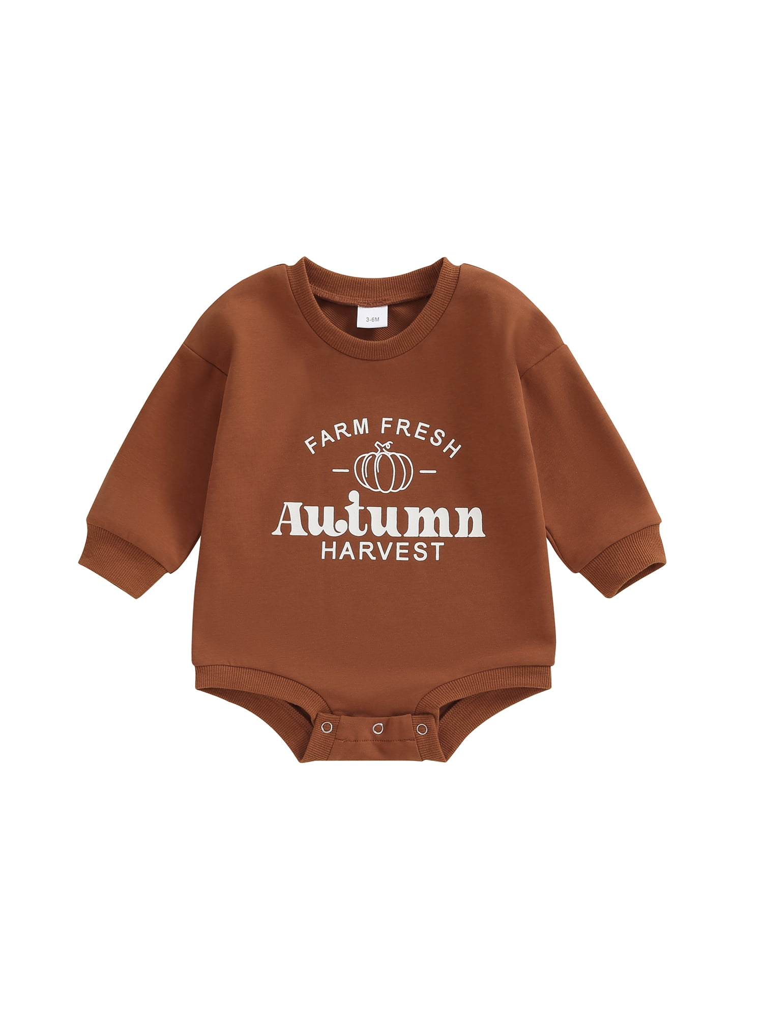 Baby Boys Girls Autumn Clothes Letter Pumpkin Print Round Neck Long Sleeve Romper Sweatshirt ...
