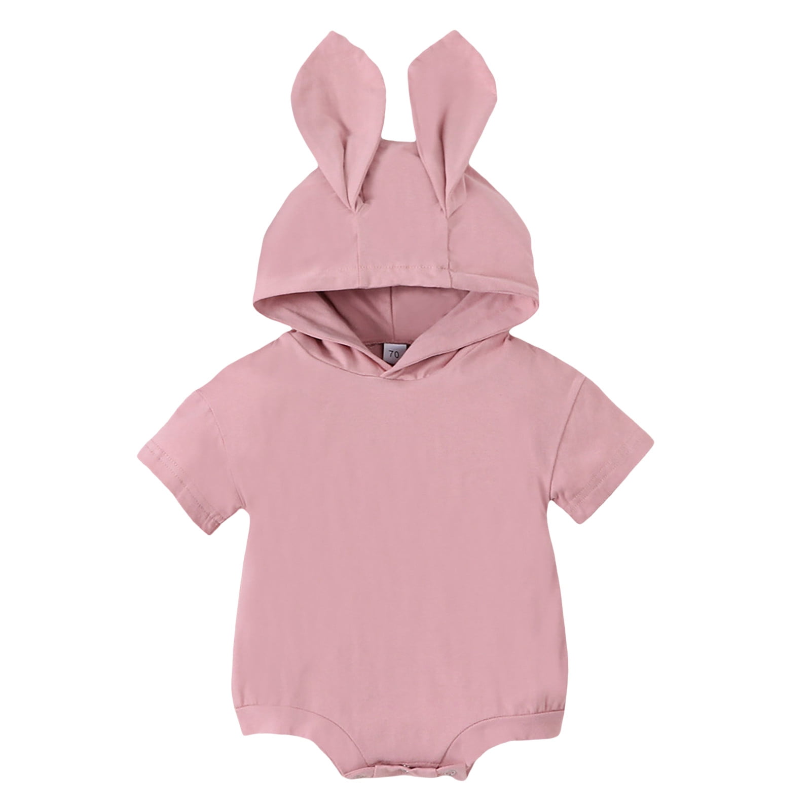 Baby Boys Girls Bodysuits Cartoon Solid Color Easter Rabbit Short ...