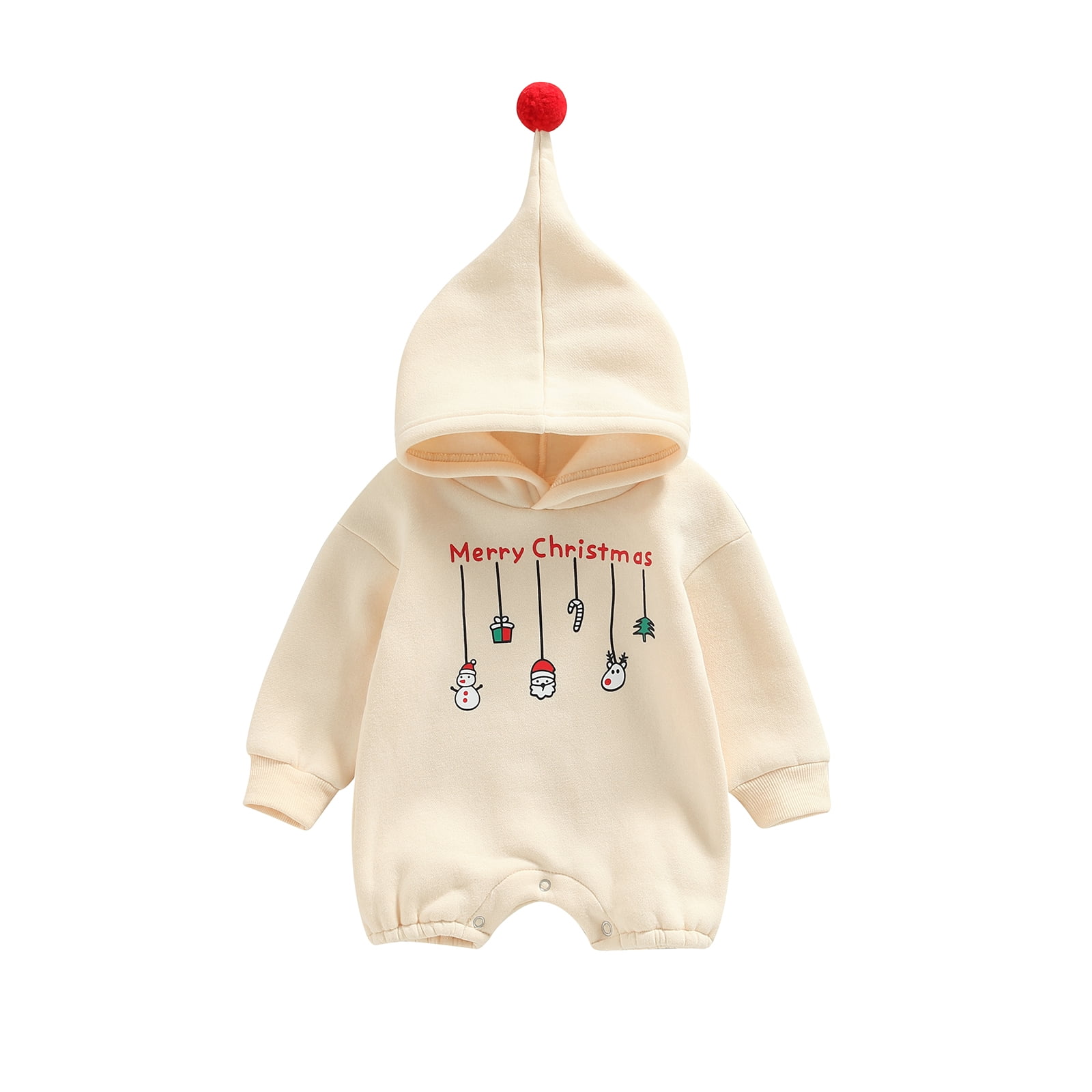 Baby Boys Girls Christmas Jumpsuit Long Sleeve Hooded Letters Print ...