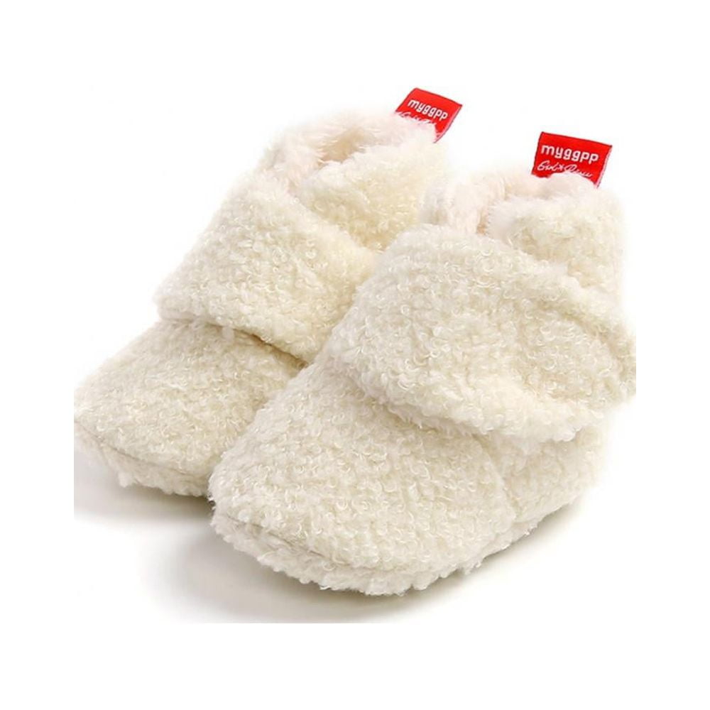 Baby Boys Girls Fleece Booties Cotton Socks Soft Sole Winter Warm Stay ...