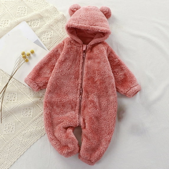 Baby Boys Girls Fleece Jumpsuit Long Sleeve Zipper Cute Animal Baby ...