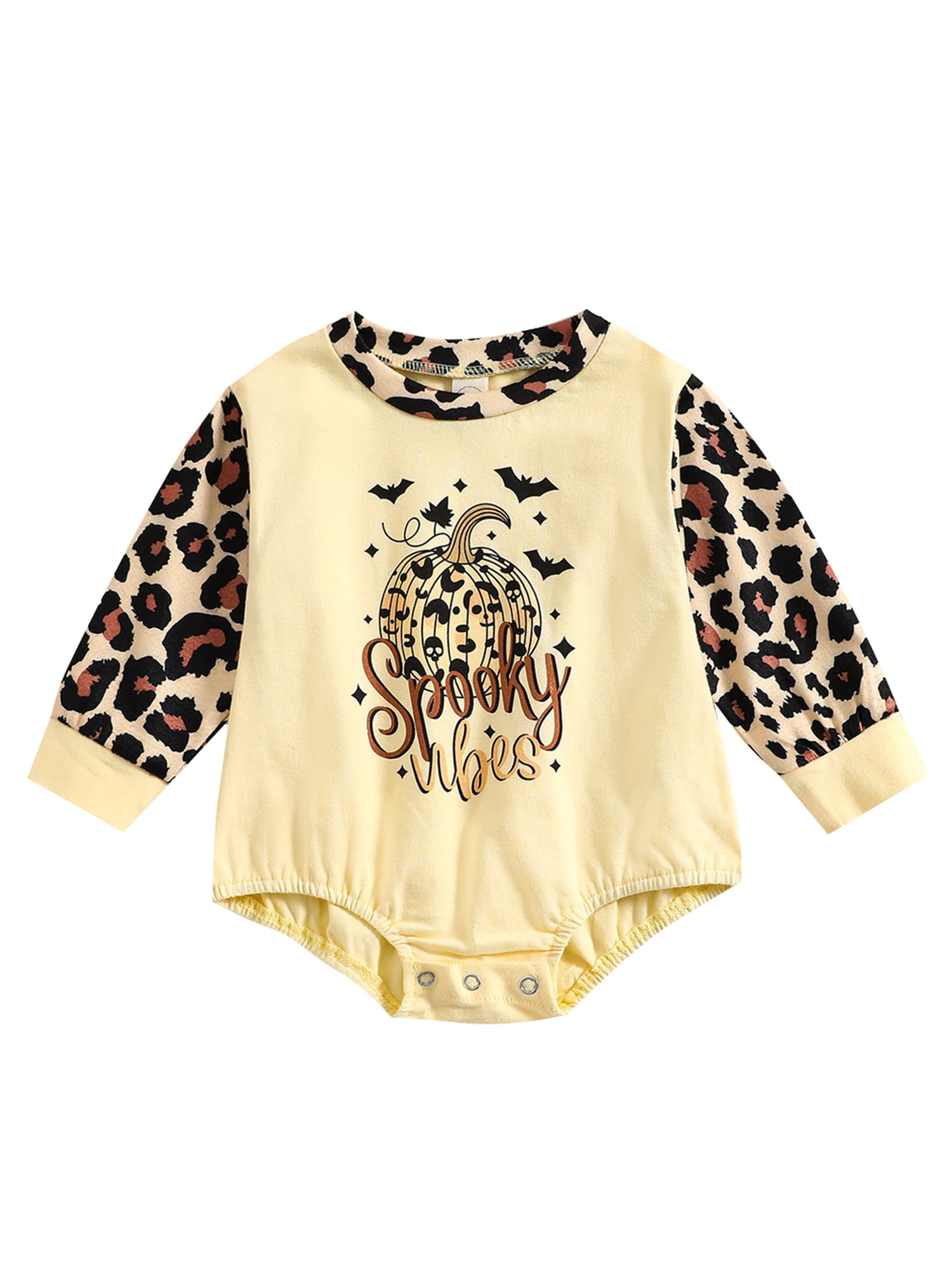 Baby Boys Girls Halloween Clothes Romper Pumpkin Letter Print Long Sleeve Crew Neck Jumpsuit ...