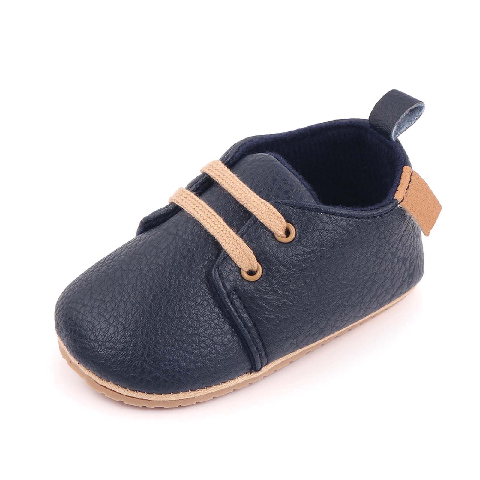 Baby Boys Girls Lace Up Leather Sneakers Soft Rubber Sole Infant ...