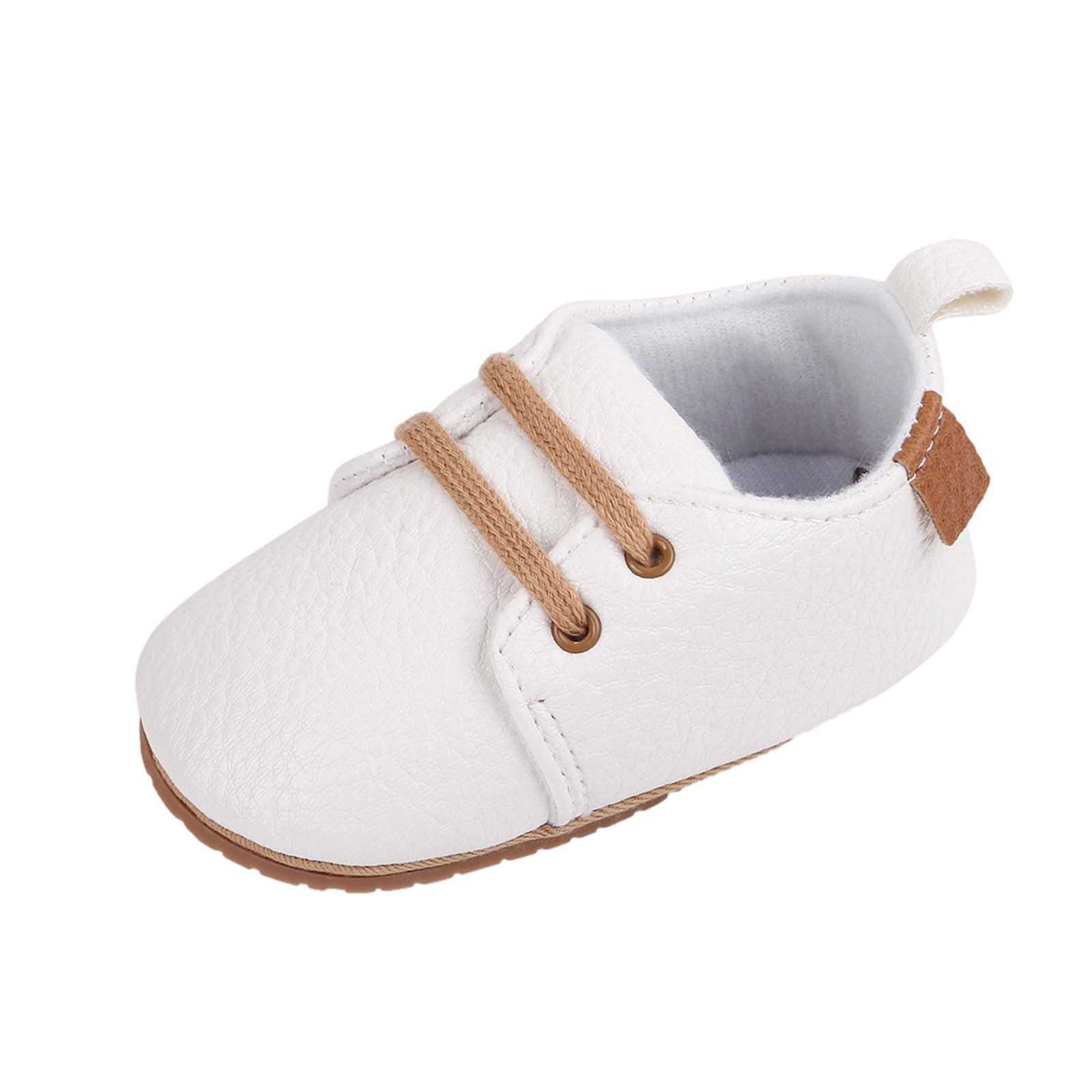 Baby Boys Girls Lace Up Leather Sneakers Soft Rubber Sole Infant Moccasins Newborn Oxford ...