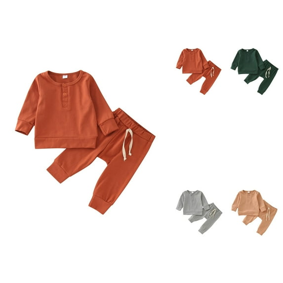 Baby Boys Girls Long Sleeve Patchwork Sweatshirt Top & Pants Outfit Set ...