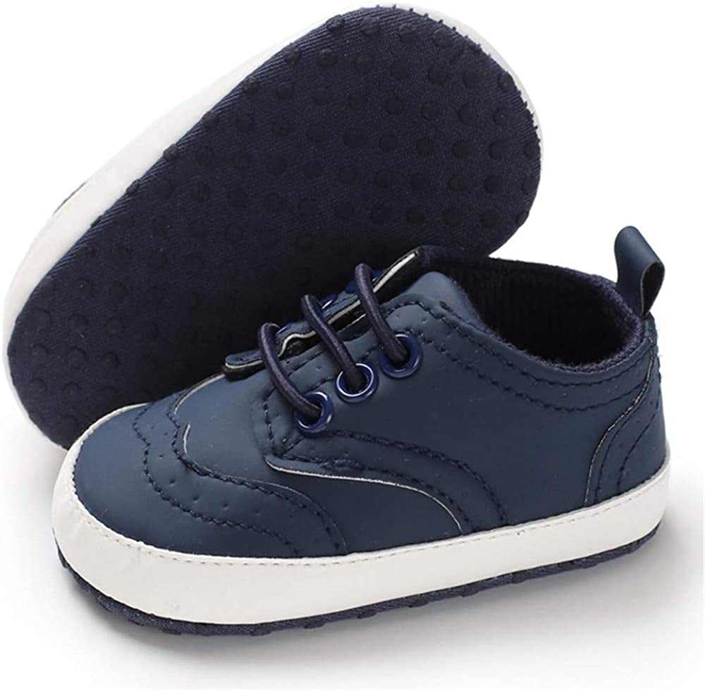 Baby Boys Girls Oxford Shoes Hard Bottom Lace Up Sneaker PU Leather ...