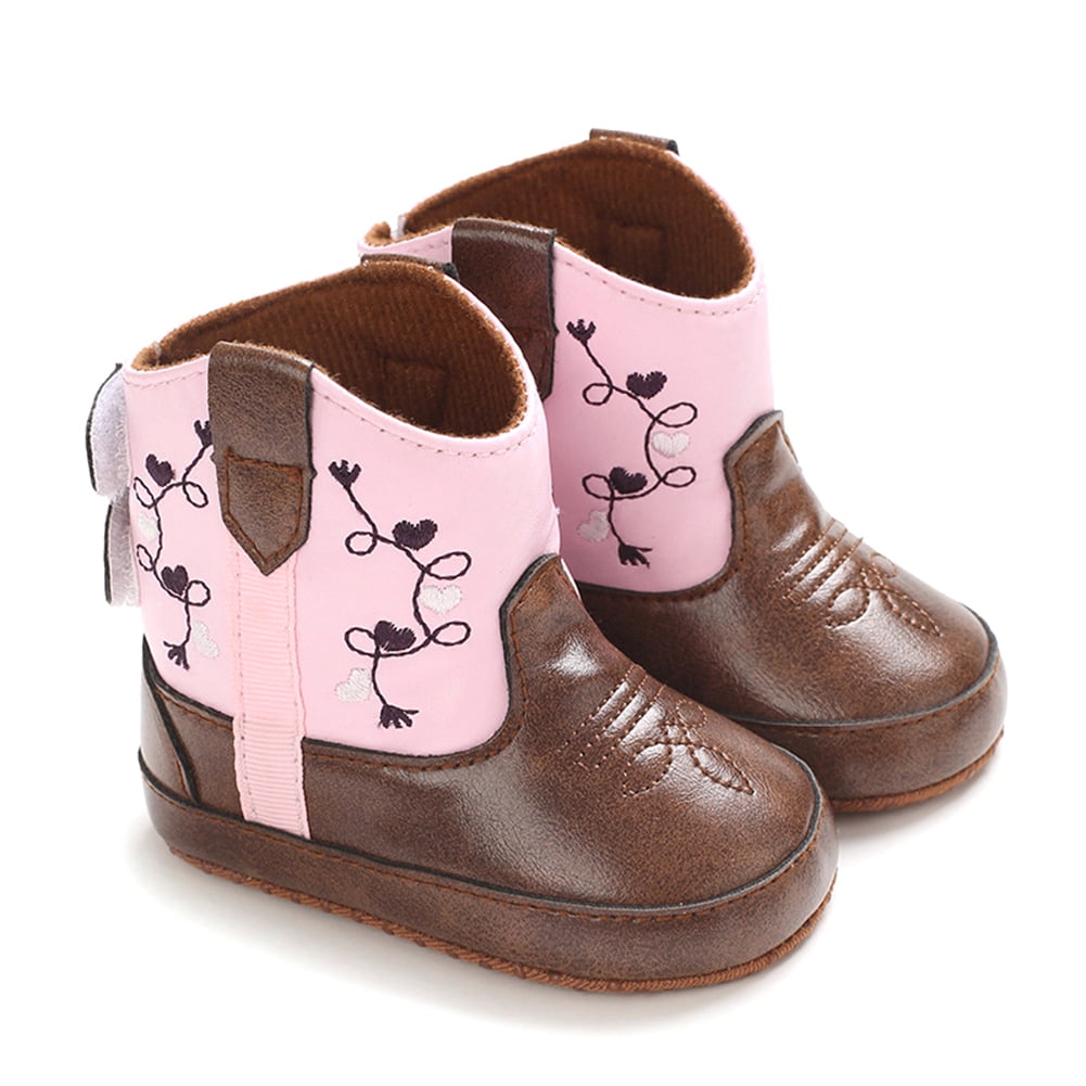 Uccdo Infant Cowboy Boots, PU Leather, Soft Sole, Non-Slip Crib Shoes ...