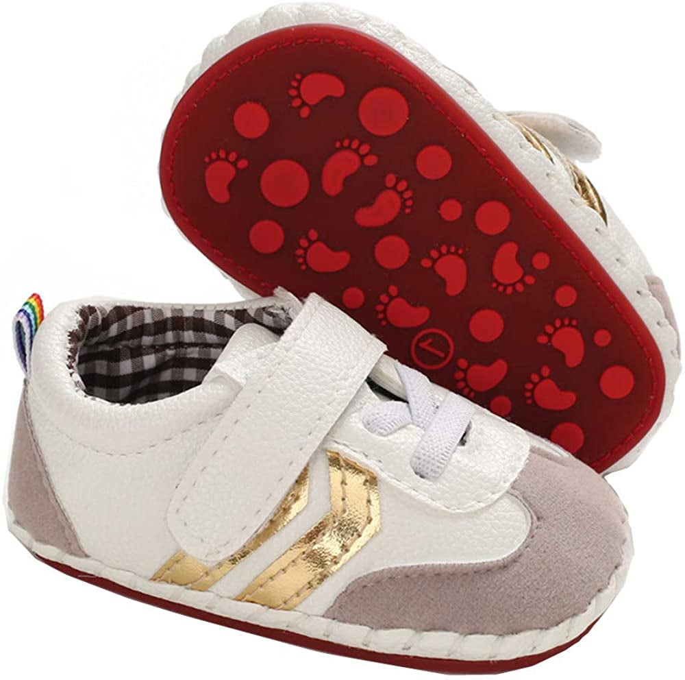 Baby Boys Girls Pu Leather Hard Bottom Walking Sneakers Toddler Rubber Sole First Walkers Infant ...