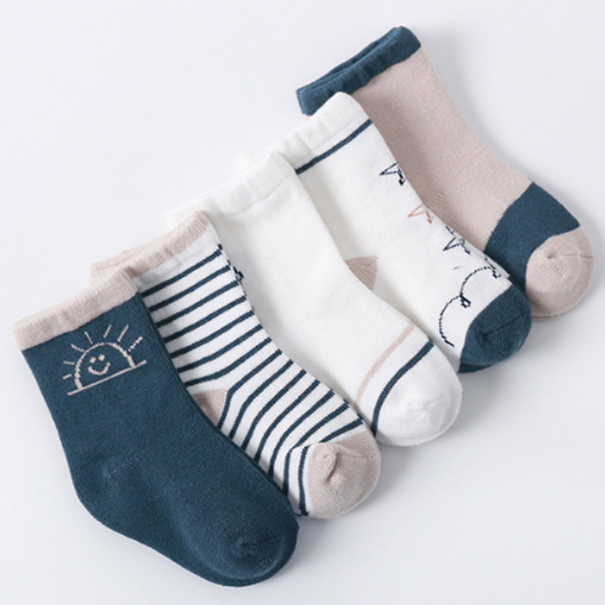 Baby Boys Girls Socks - 5 Pairs Toddler Thick Warm Seamless Chunky Knit Cotton Socks Kid Cotton ...