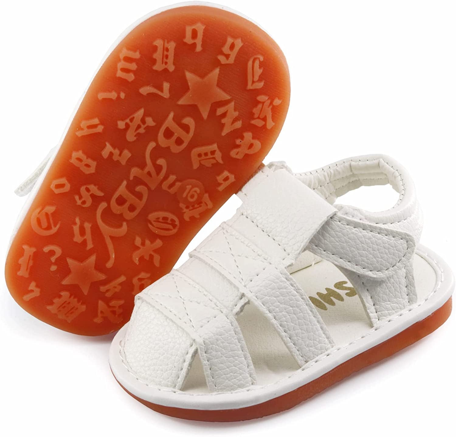 Baby Boys Girls Squeaky Sandals Non-Slip Soft Rubber Sole Closed Toe ...