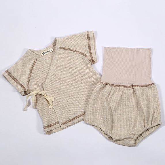 Baby Boys Girls Summer Soft Knit Short Sleeve Top High Waist Shorts Set ...