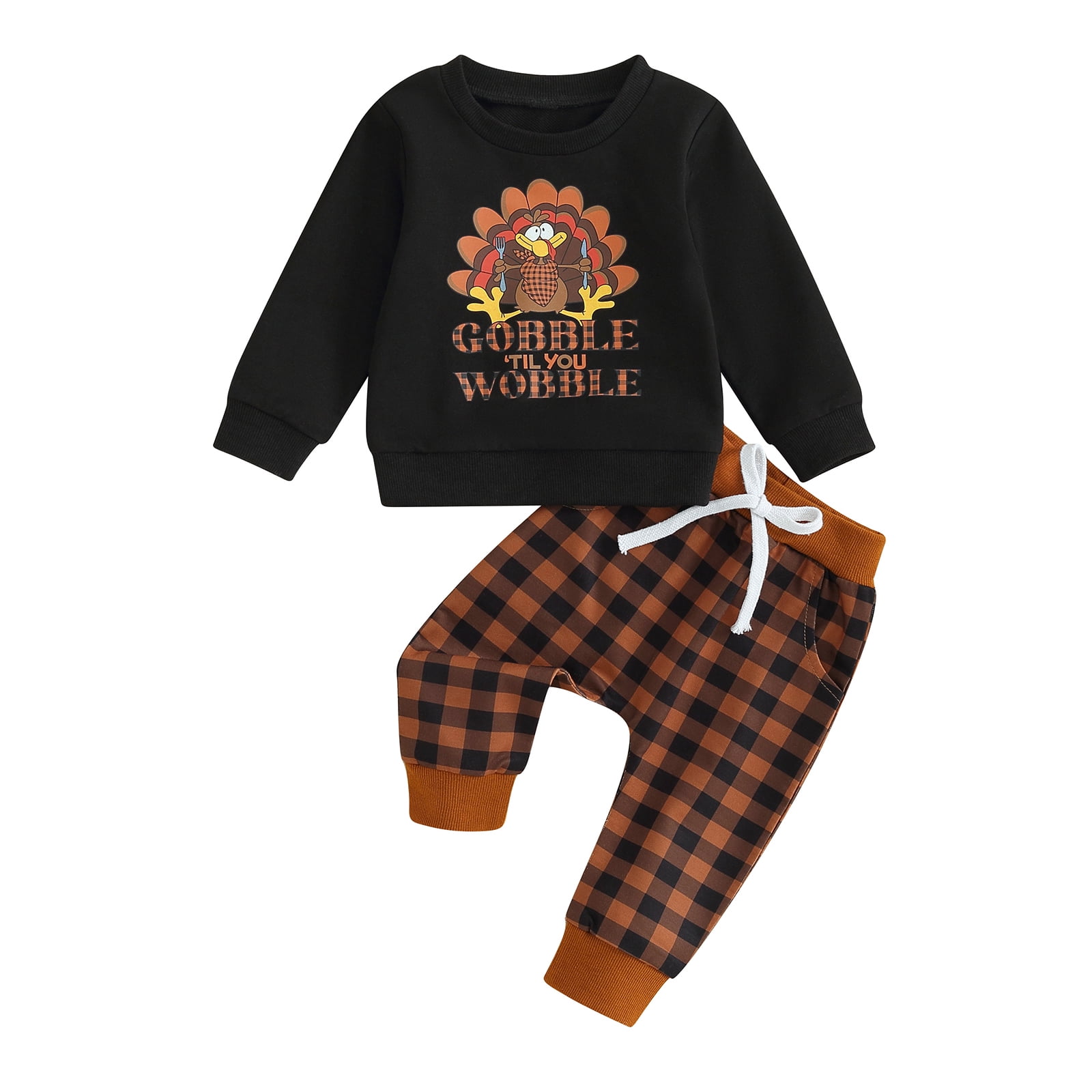 Baby Boys Girls Thanksgiving Outfit 6M 12M 18M 24M 3Y Toddler Long Sleeve Turkey Print ...