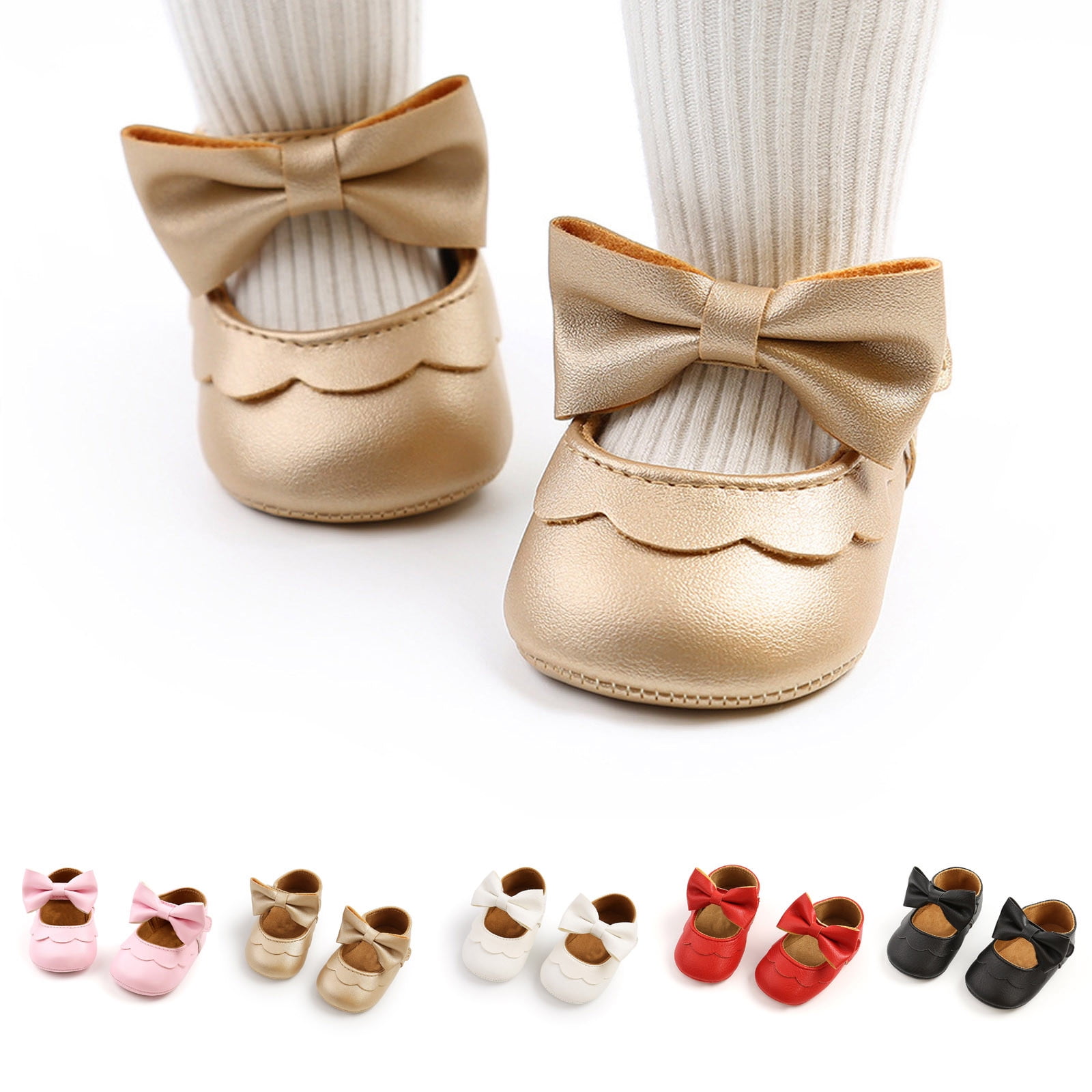 Baby Boys Girls Walking Sneakers Bow Rubber Sole First Walkers Cartoon ...