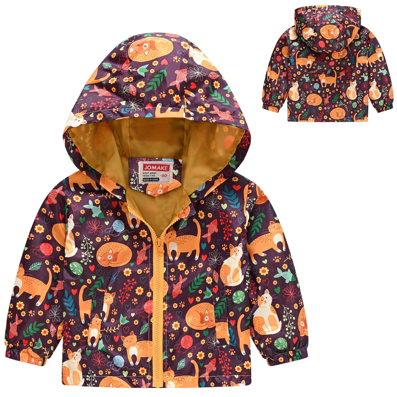 Baby Boys Girls Winter Coat Cartoon Printed Solid Color Lightweight Jacket Windproof Jacket for ...