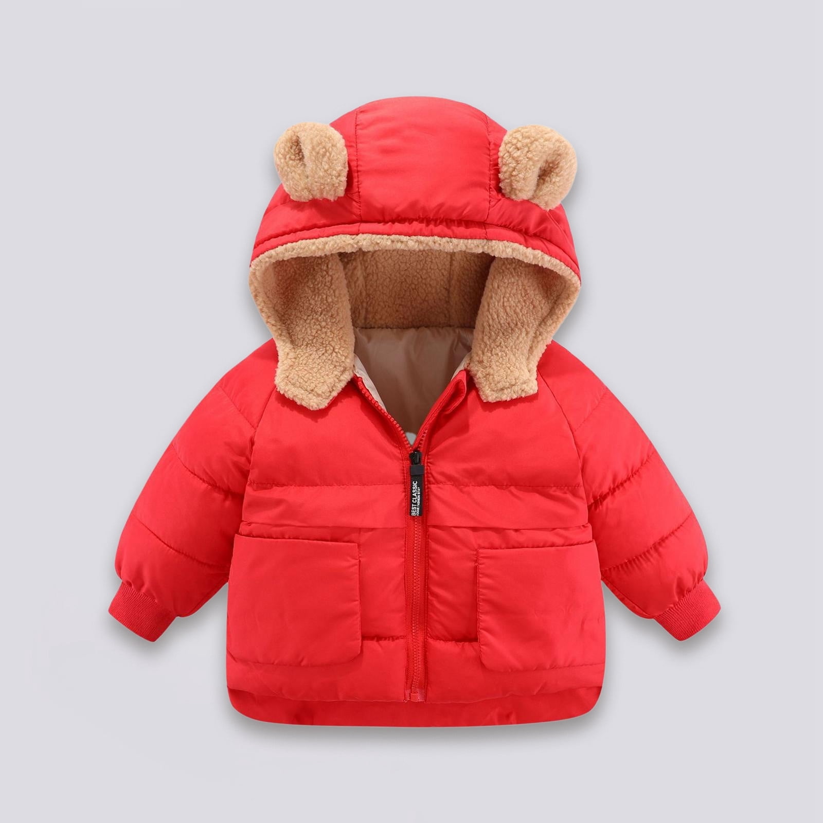 Baby Boys Girls Winter Coat Cute Bear Ear Hooded Jackets Long Sleeve Outerwear Puffer Down with ...