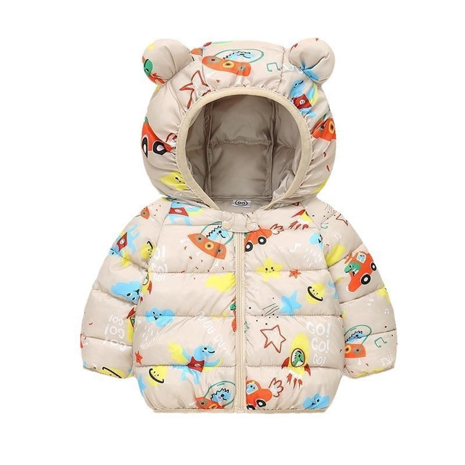 Baby Boys Girls Winter Coat Toddler Puffer Coat Cute Bear Hooded Jacket Lightweight Puffer ...