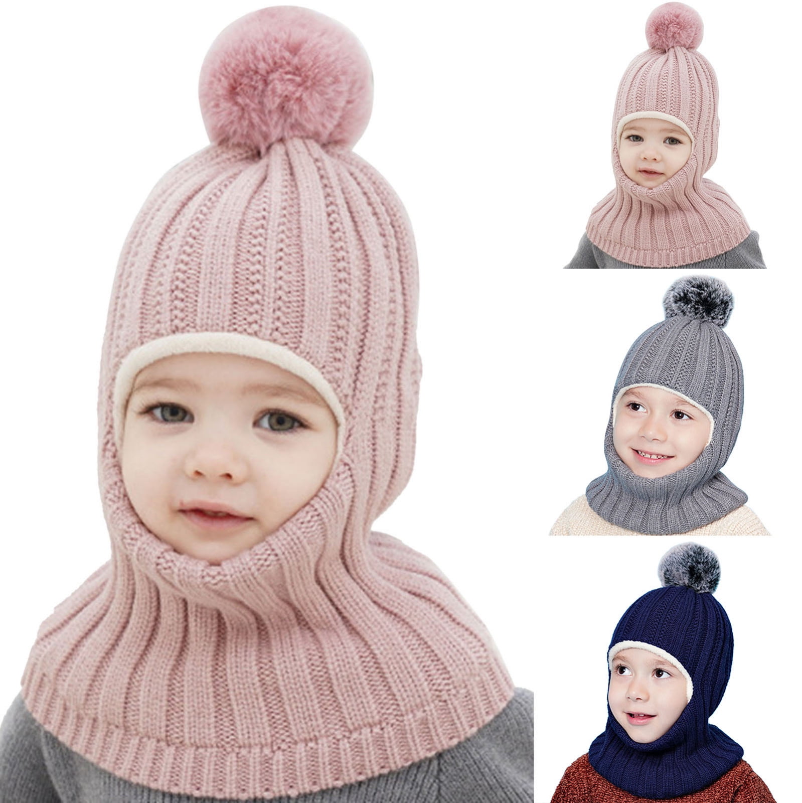Baby Boys Girls Winter Hat Scarf Earflap Set 2 in 1 Kids Warm Windproof ...