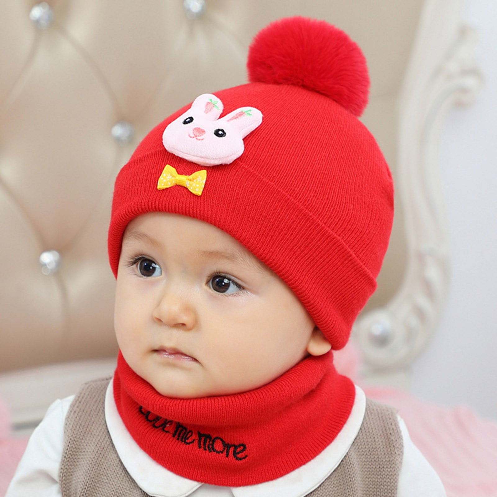 Baby Boys Girls Winter Hat Scarf Set 2 Piece Toddler Warm Windproof ...